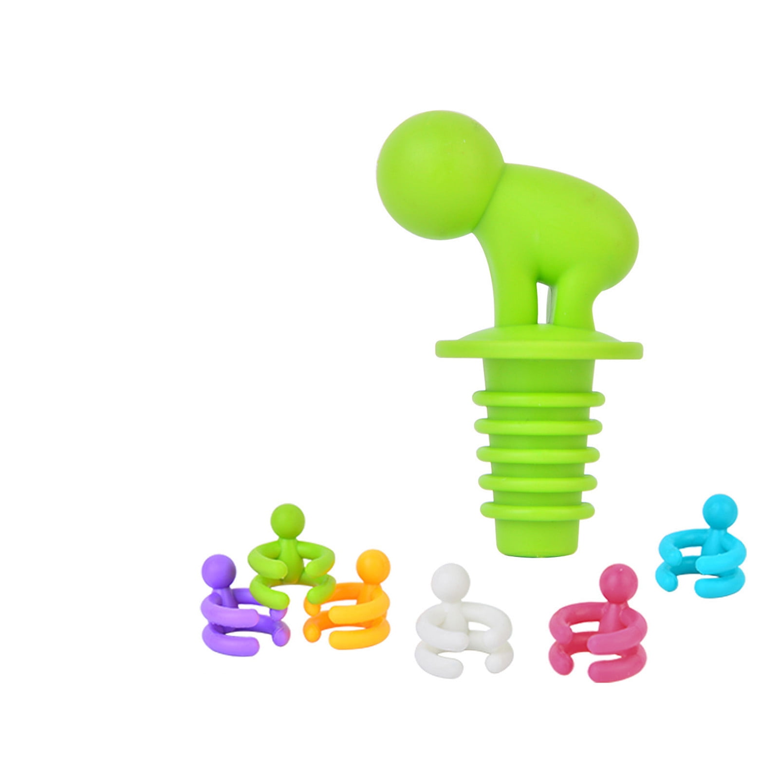 Wine Stopper Set of 7, Silicone Wine Bottle Stopper, Reusable Fun ...