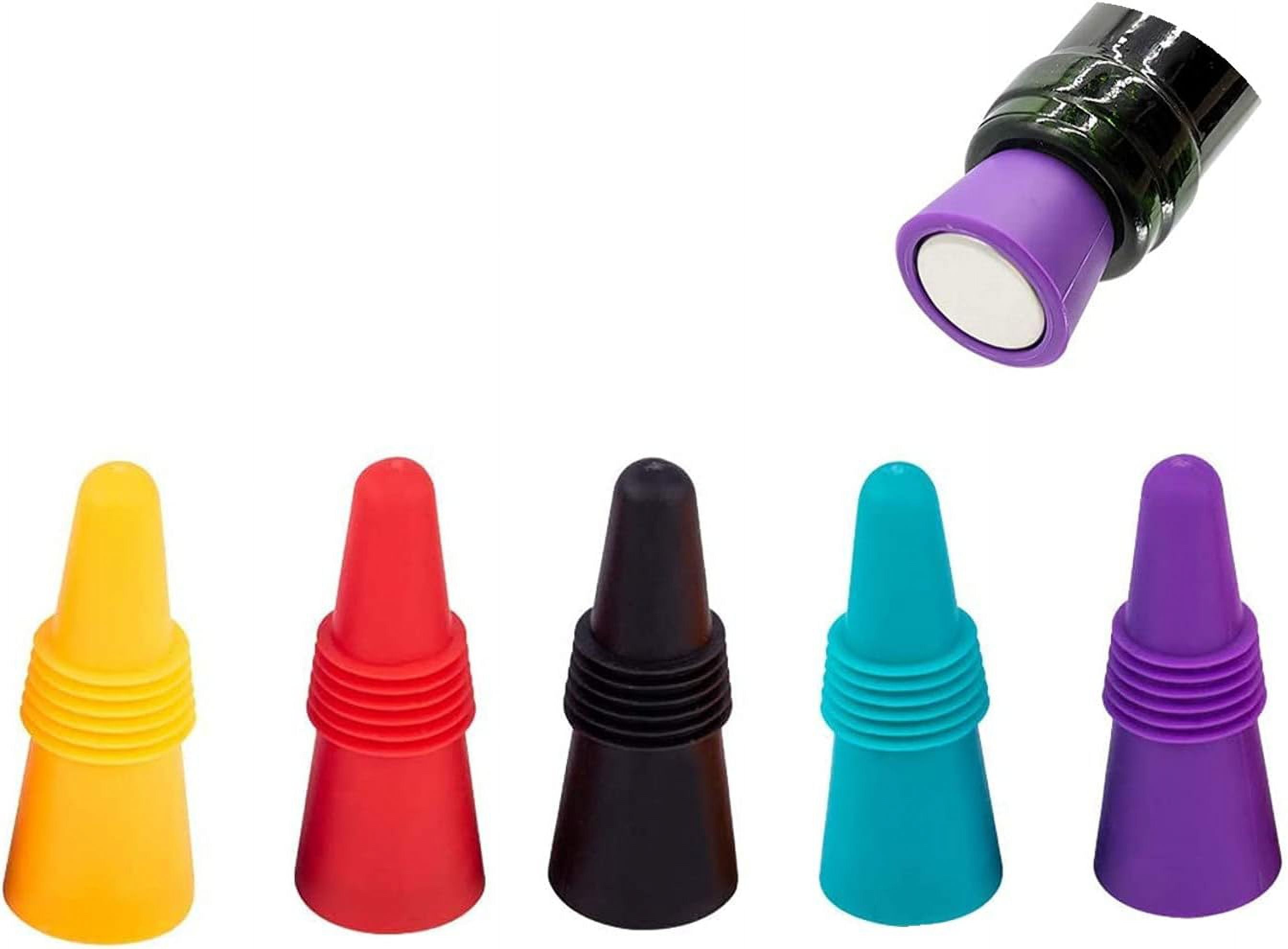 Wine Stoppers,5 Pack Reusable Bottle Plug Multicolored Bottle Plugs ...