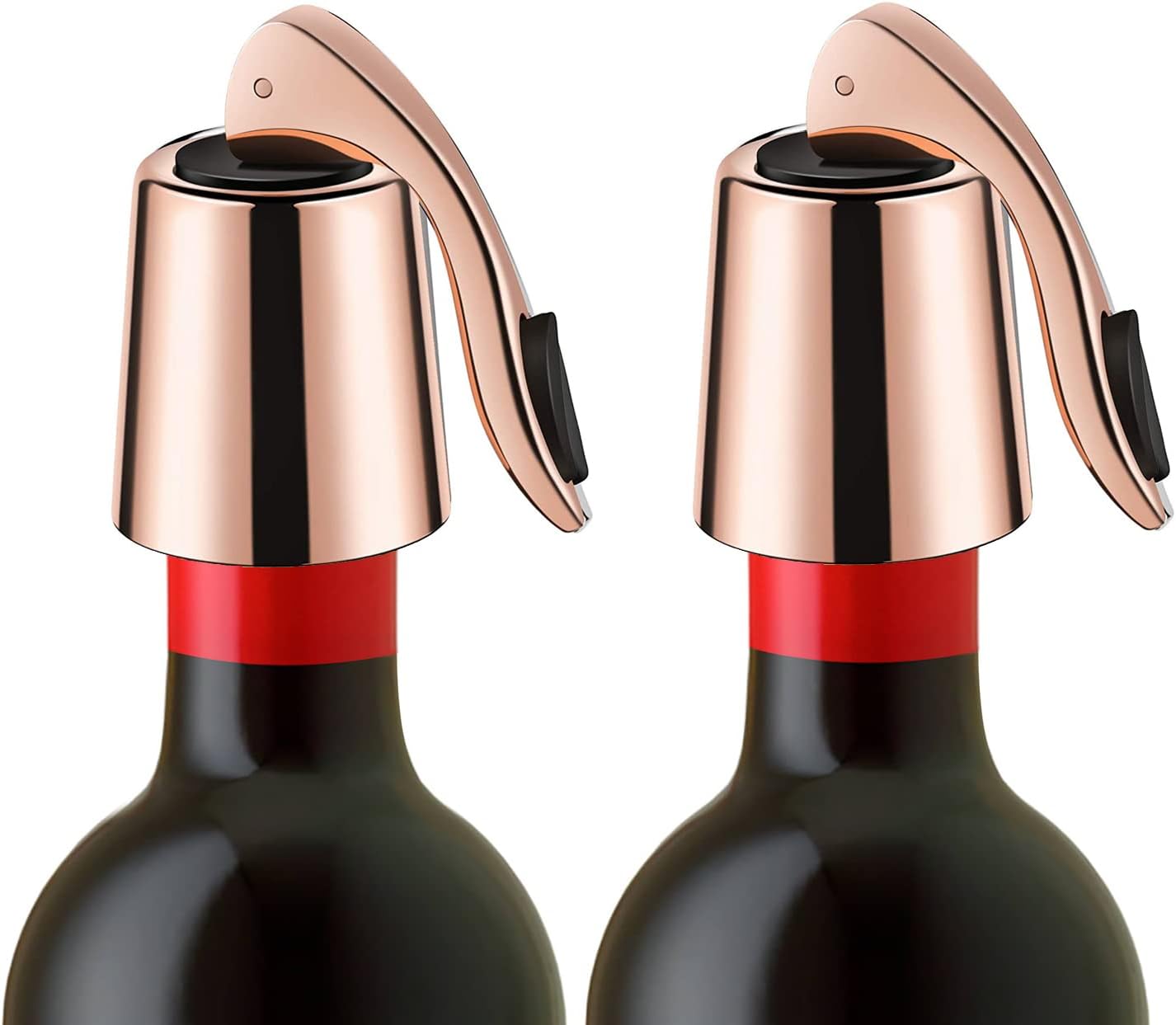 Wine Stoppers Set of 2 - Stainless Steel Wine Bottle Stopper with ...