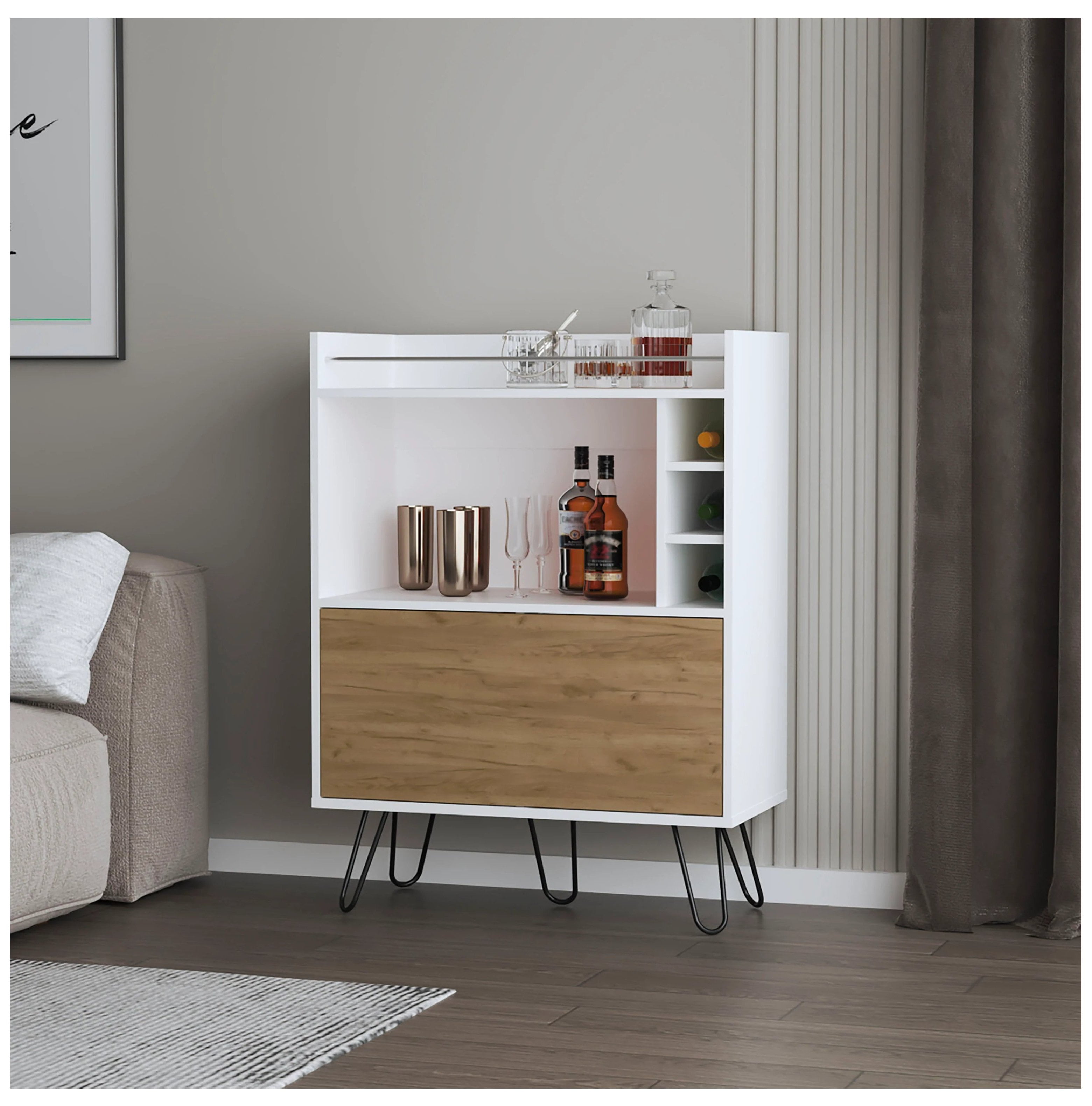 Wine Storage Bar Cabinet with Drop-Down Door and Wine Storage ...