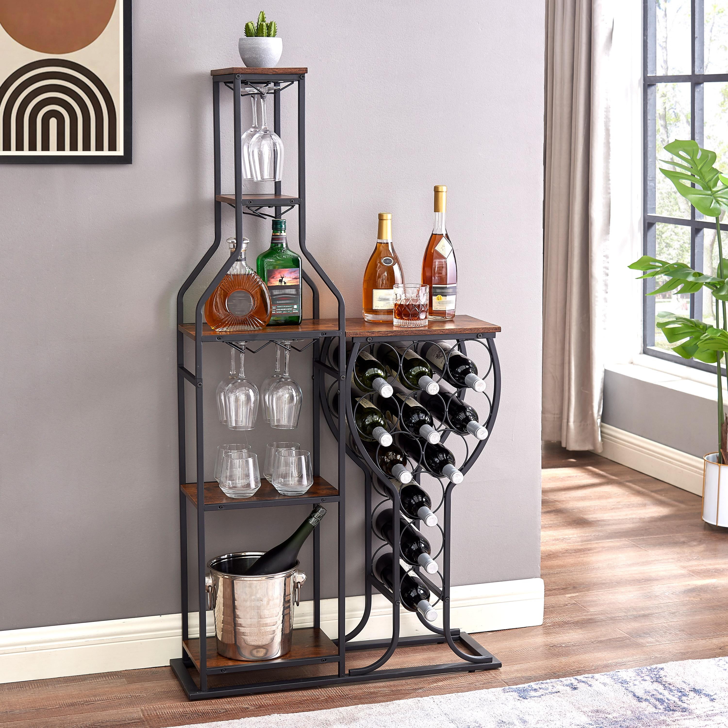 Wine Storage Rack, Seizeen Wine Storage Home Bar with 5-tier Shelves ...