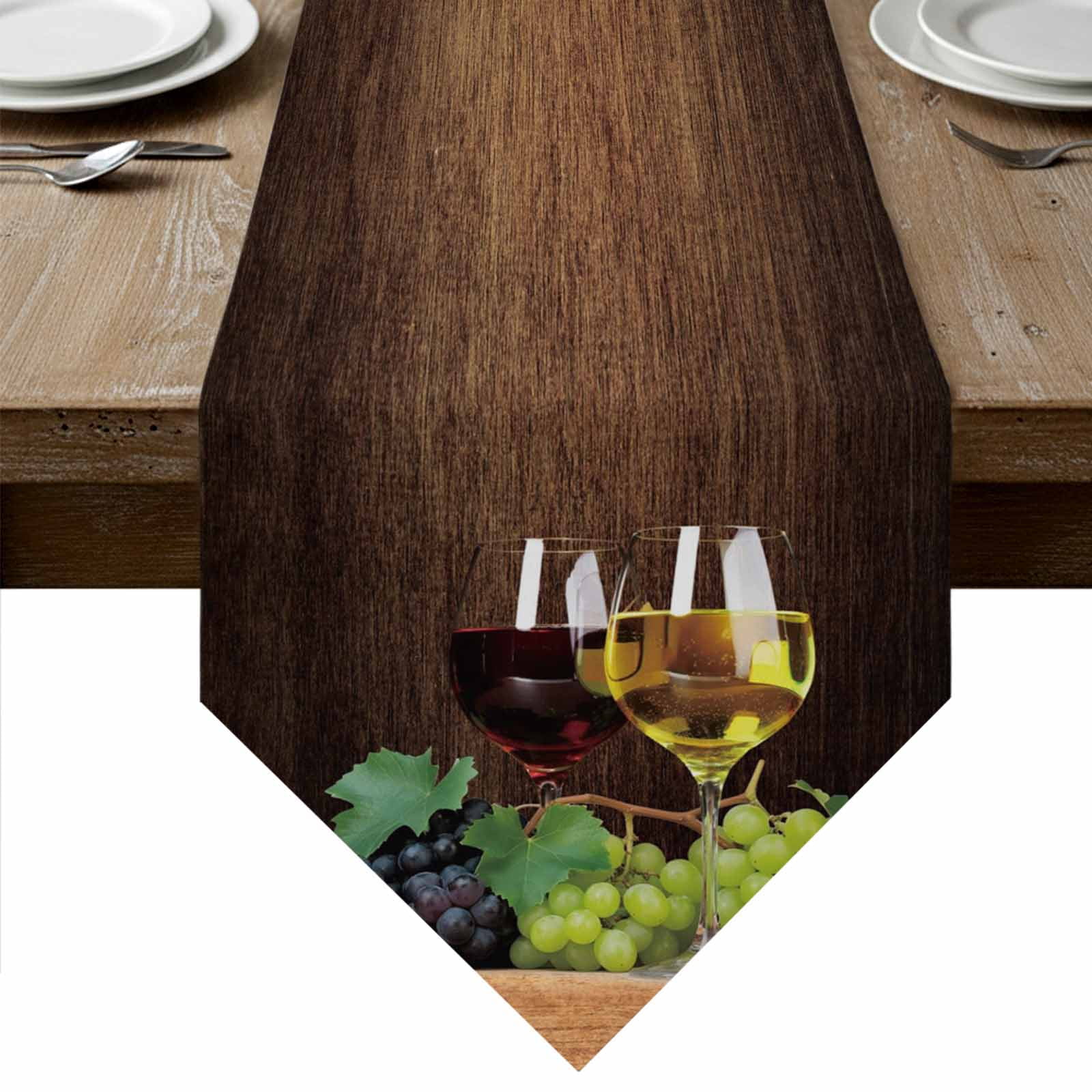 Wine Table Runner Linen Burlap Table Runner 90 Inches Long Goblet ...