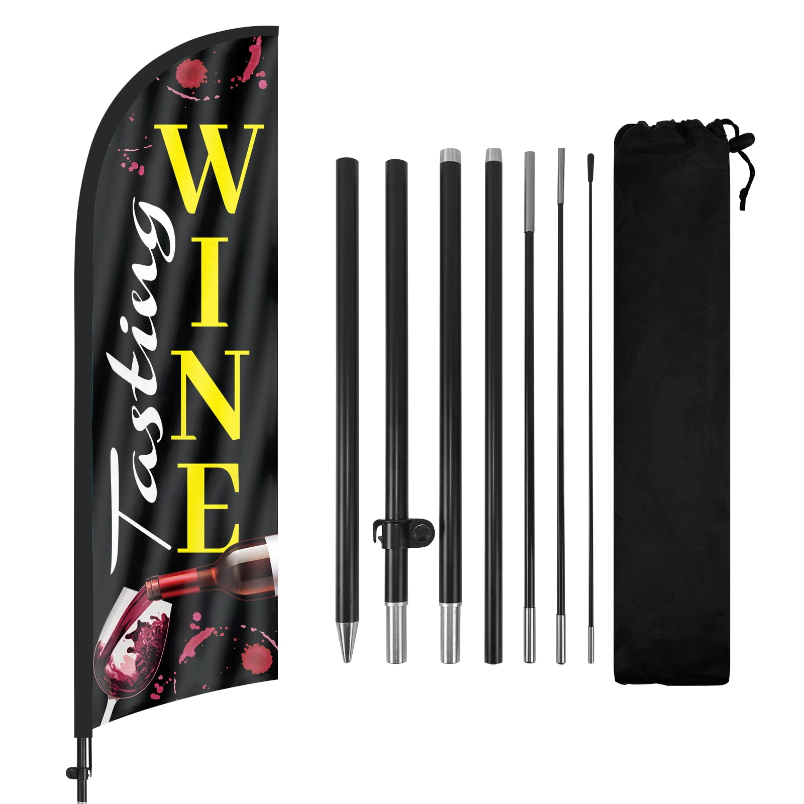 Wine Tasting Advertising Feather Flags Banner 8Ft, Swooper Flag with ...