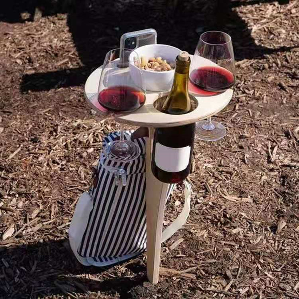 Wine Wooden Rack With Glass Holder Detachable Foldable Table ...