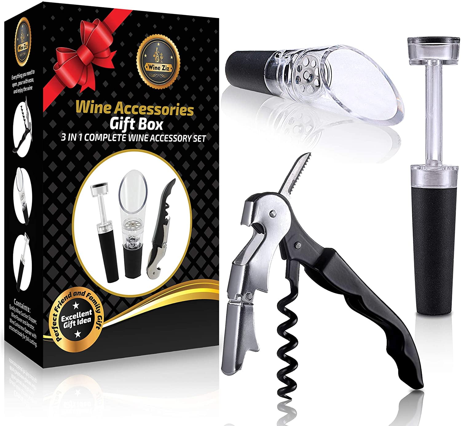 Wine Ziz Wine Accessories Gift Box Set | Waiters Corkscrew Remover ...