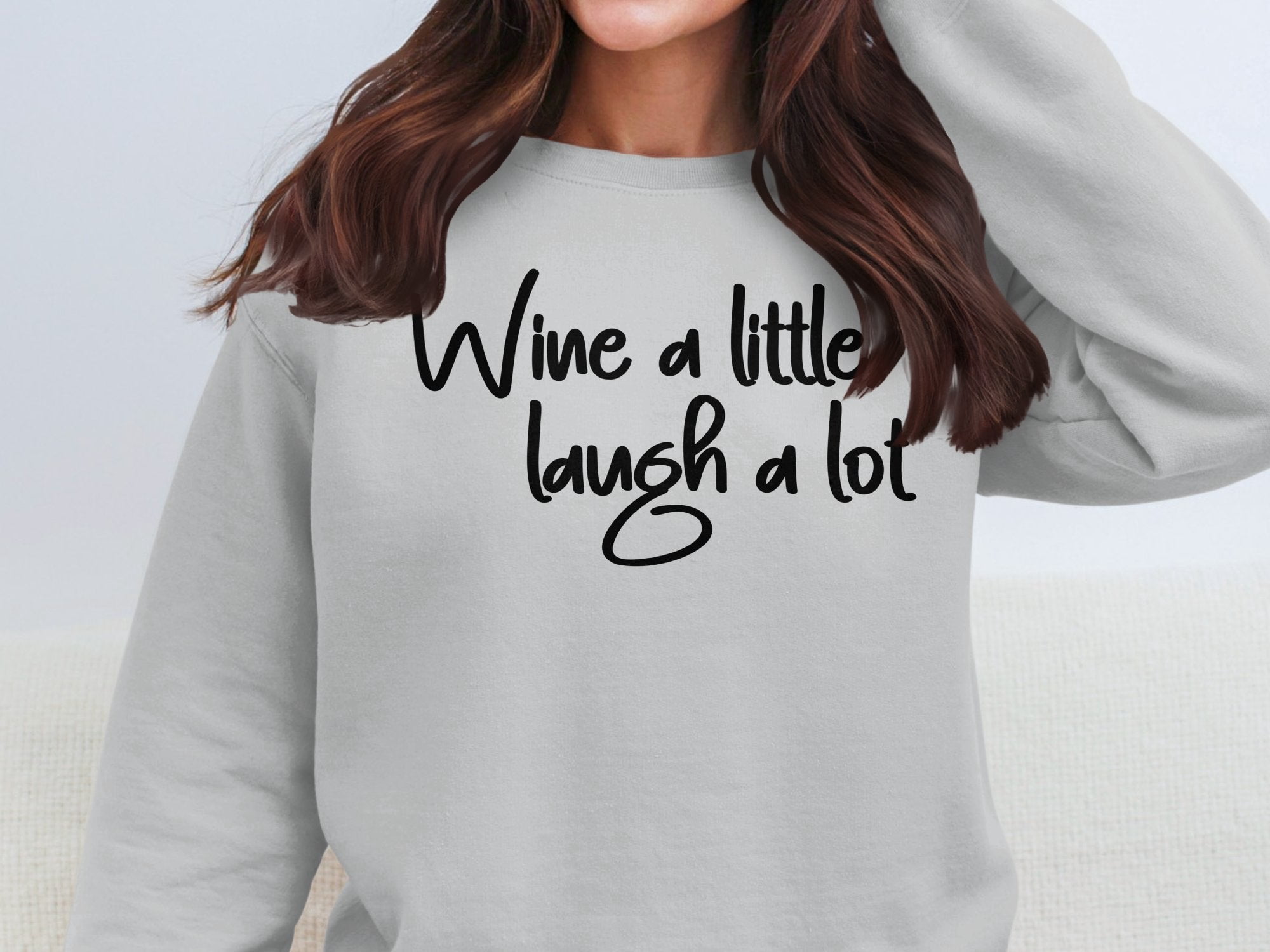 Wine a little laugh a lot graphic design Sweatshirt (SportGrey, S ...