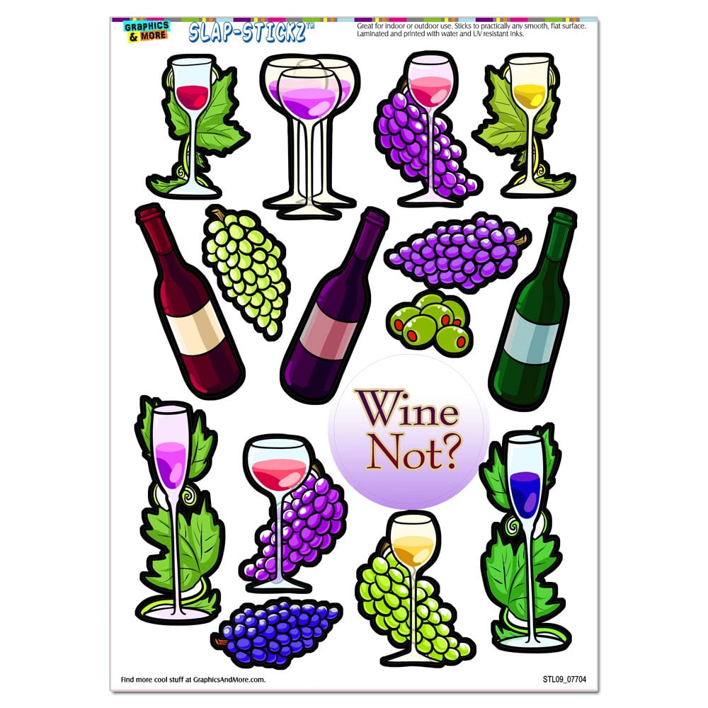 Wine and Grapes - Glass Vine Olives SLAP-STICKZ(TM) Premium Sticker ...