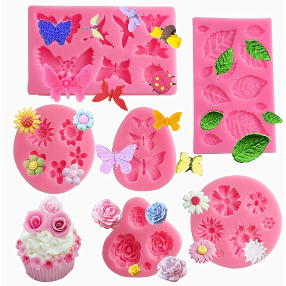 Winerming 6-Piece Silicone Mold Set: Rose & Leaf Molds for Cupcakes ...