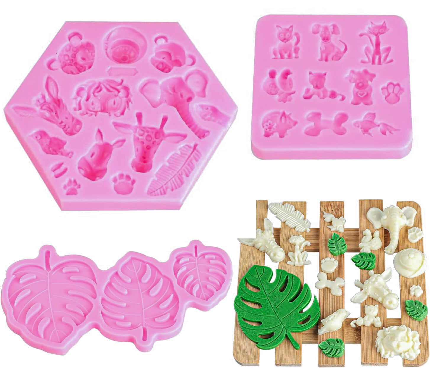 Winerming Silicone Animal Molds, Jungle Safari Elephant Pig Cartoon ...