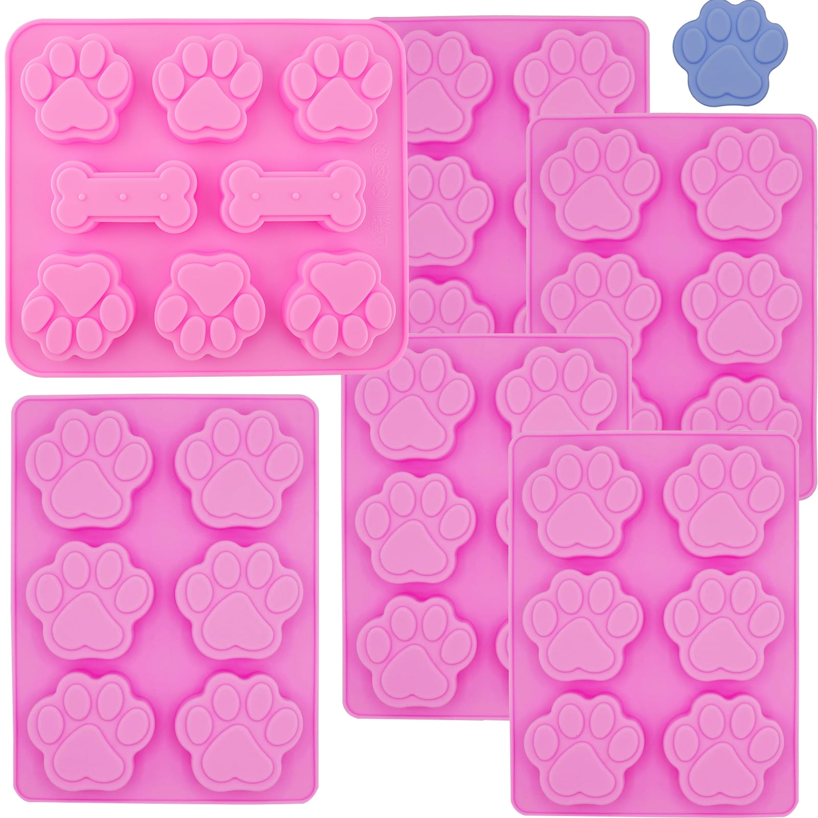 Winerming Puppy Paw and Bone Silicone Molds 6pcs, Food Grade Silicone ...