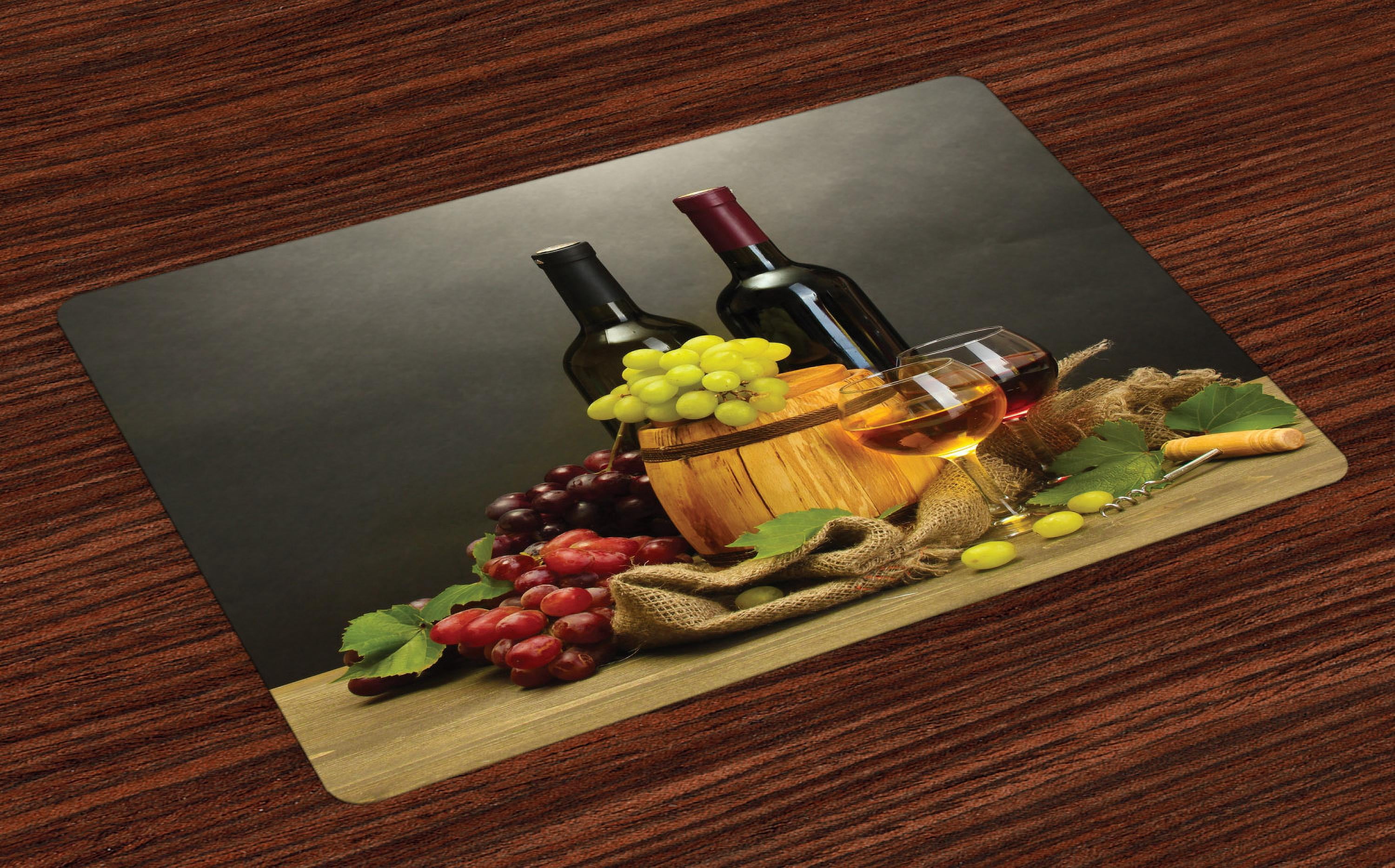 Ambesonne Winery Place Mats Set of 4, Themed Bottles France, Standard ...