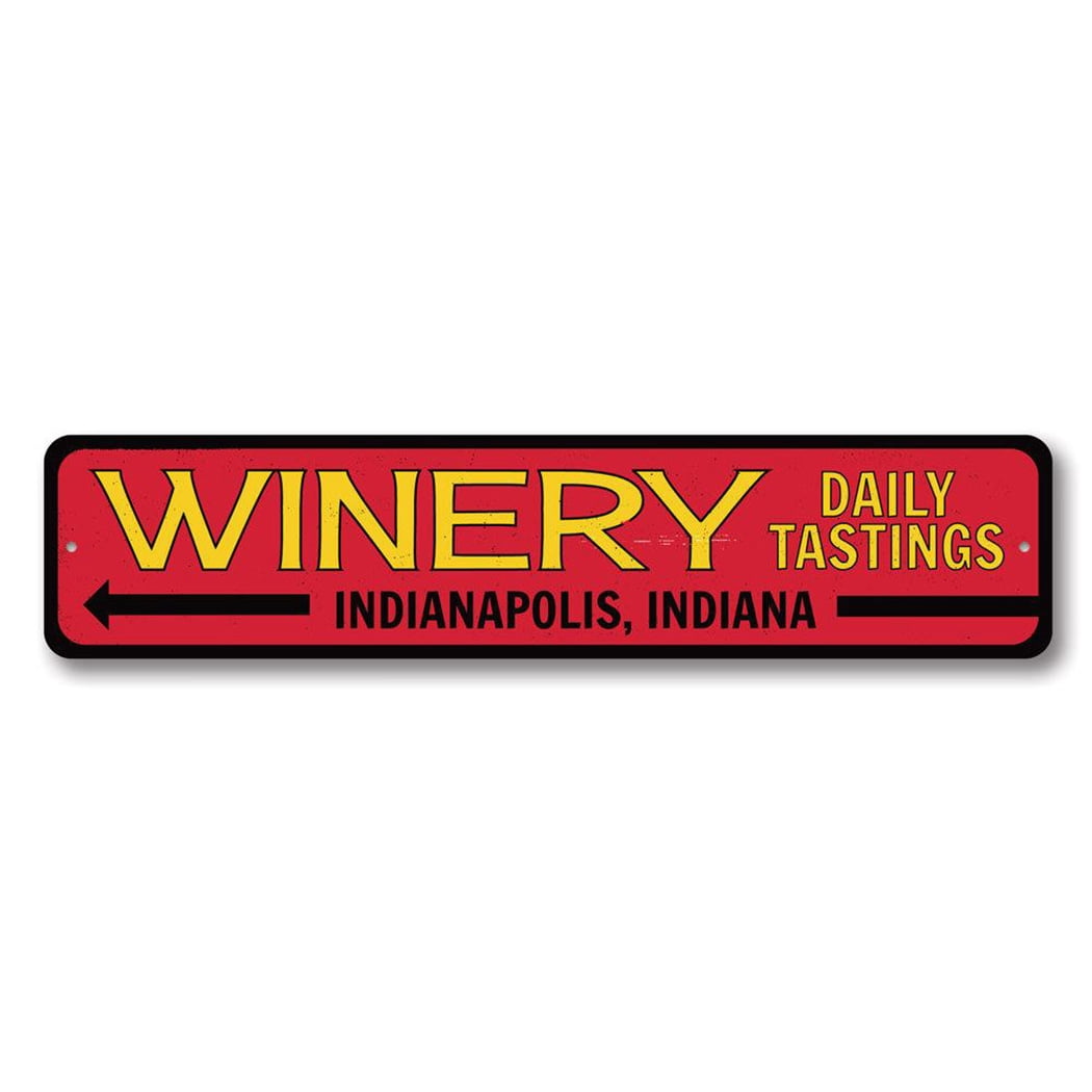 Winery Sign, Daily Wine Tastings Sign, Wine Bar Arrow Sign, Custom City ...