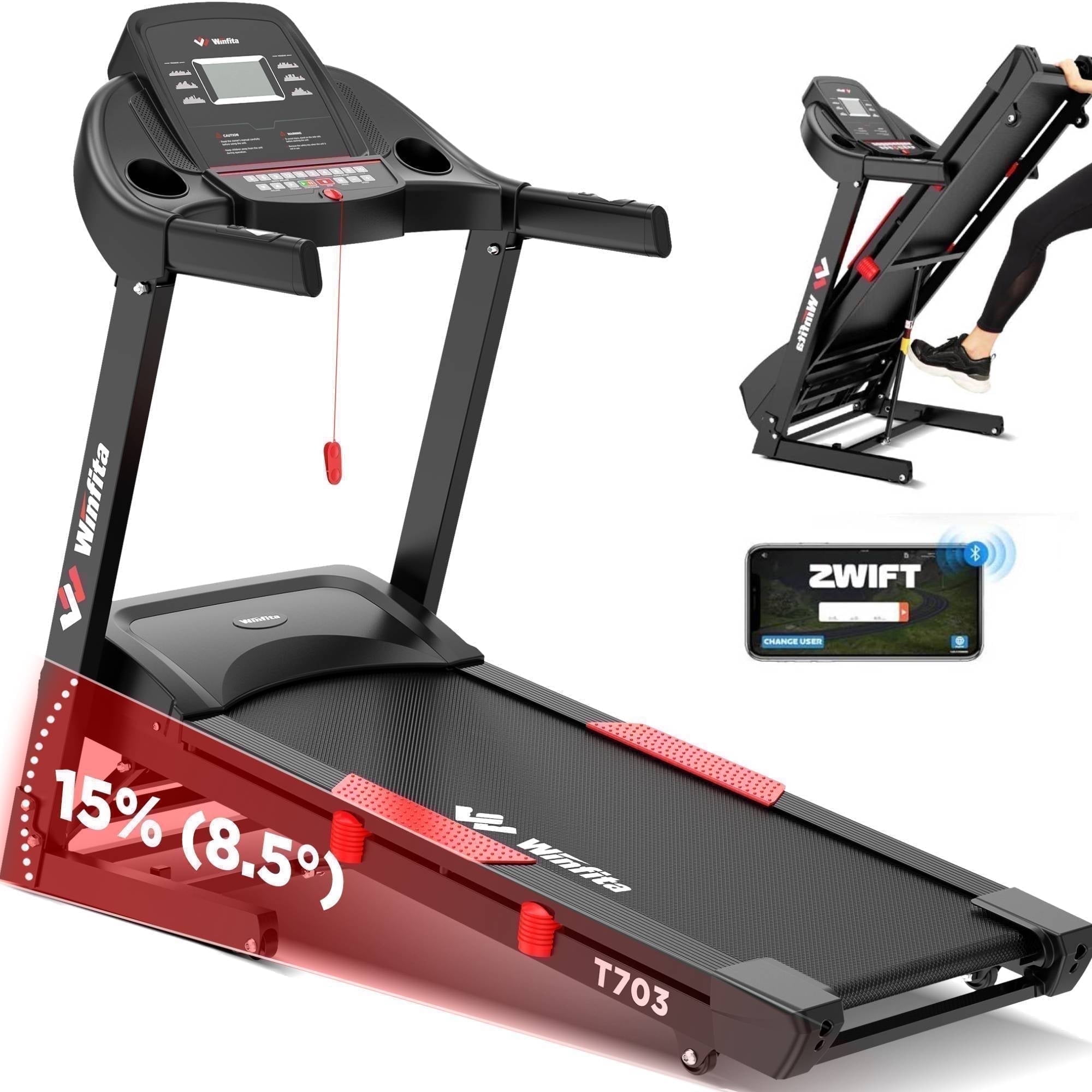 Winfita 4.5HP Treadmill with 0-15% Auto Incline, 300 lbs Capacity ...