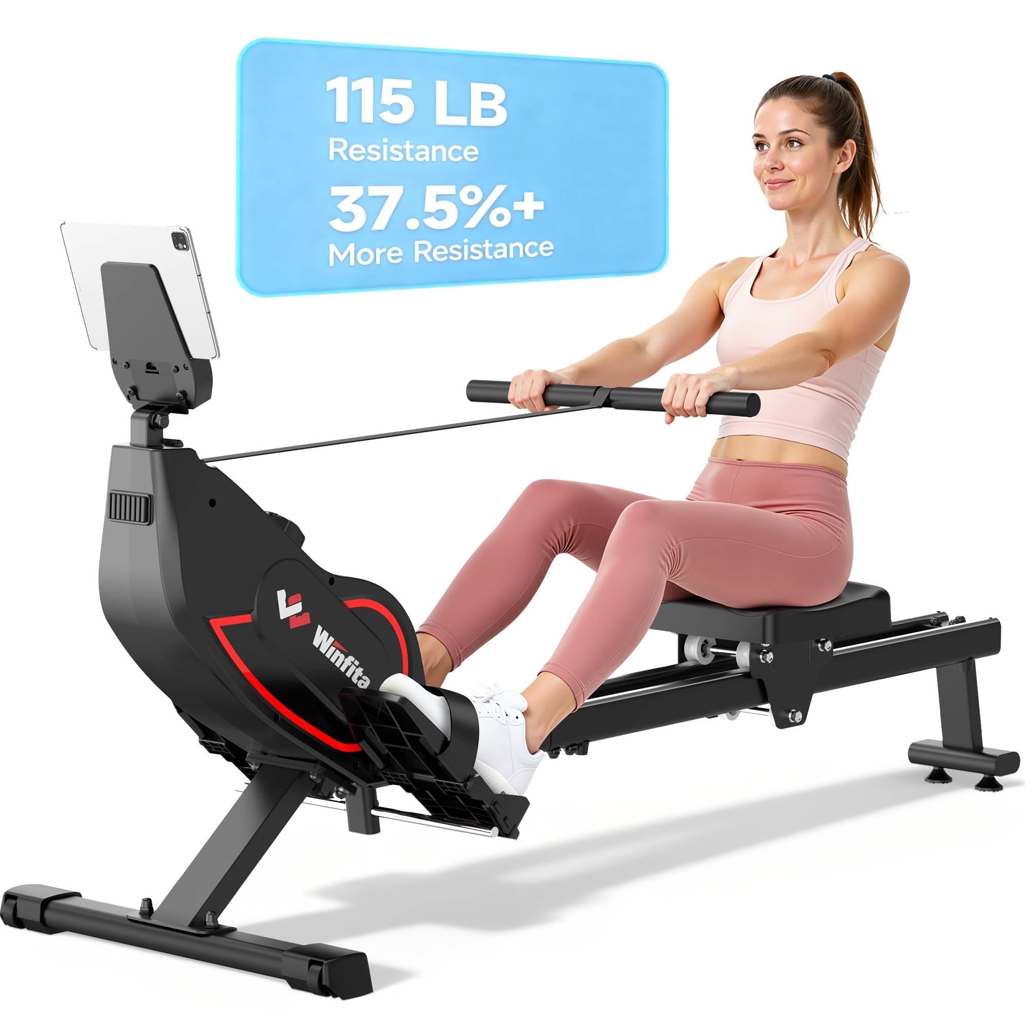 Winfita Magnetic Rowing Machine 350lbs Weight Capacity, 16 Levels of ...