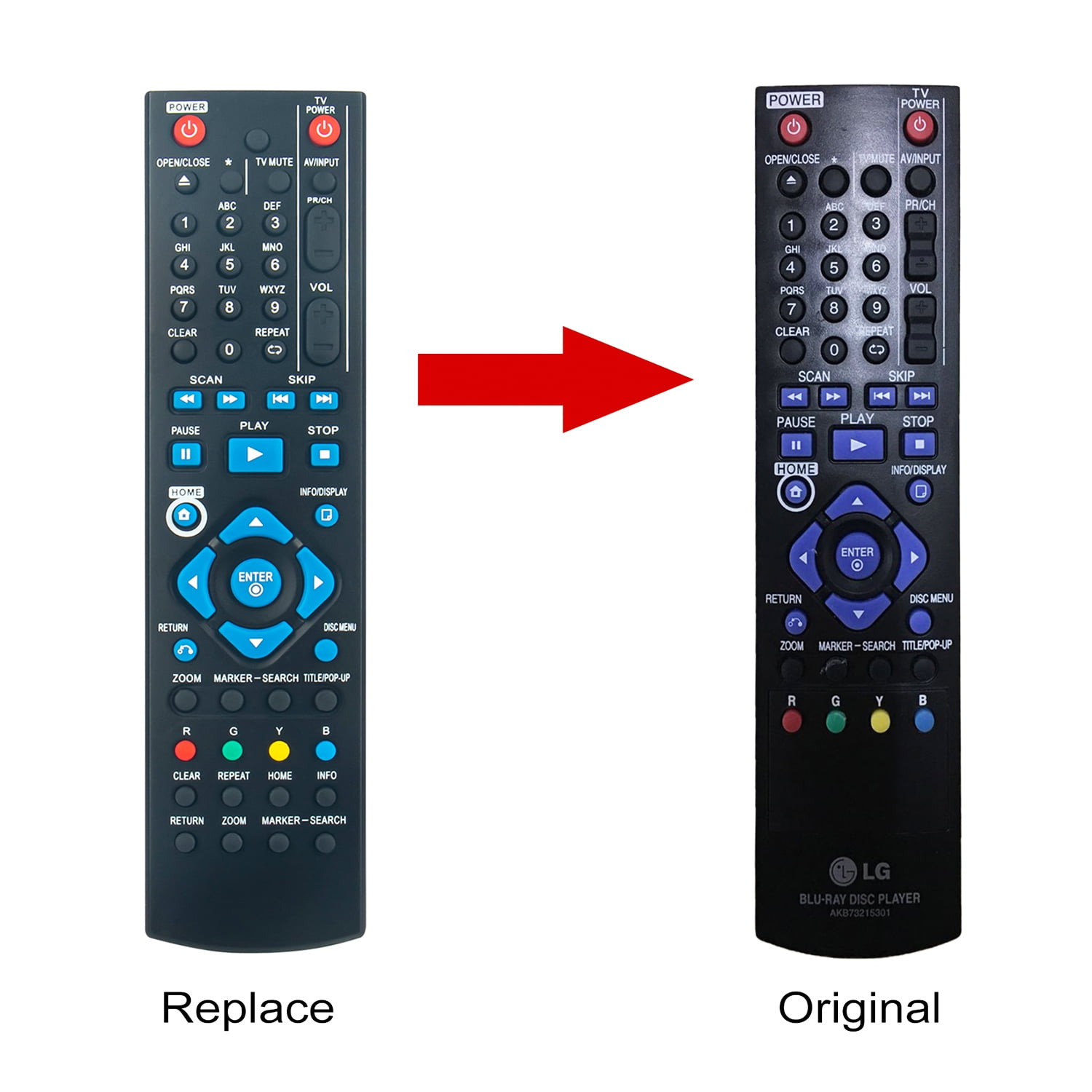 Winflike AKB73215301 Replaced Remote Control Fit for LG Blu-Ray/DVD ...