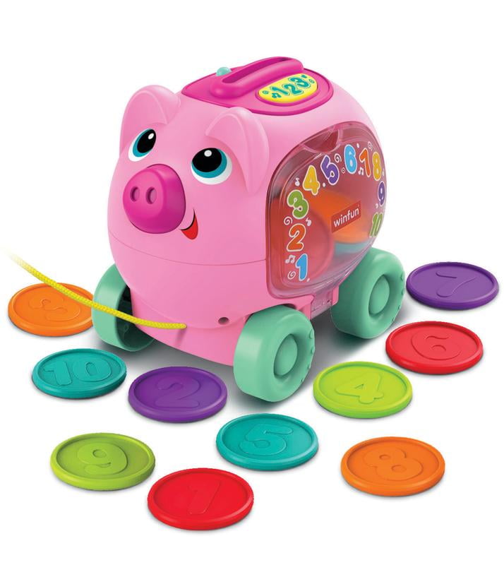 Winfun Pink Pull-Along Counting Piggy Toy Age Group 6 Months and Up ...