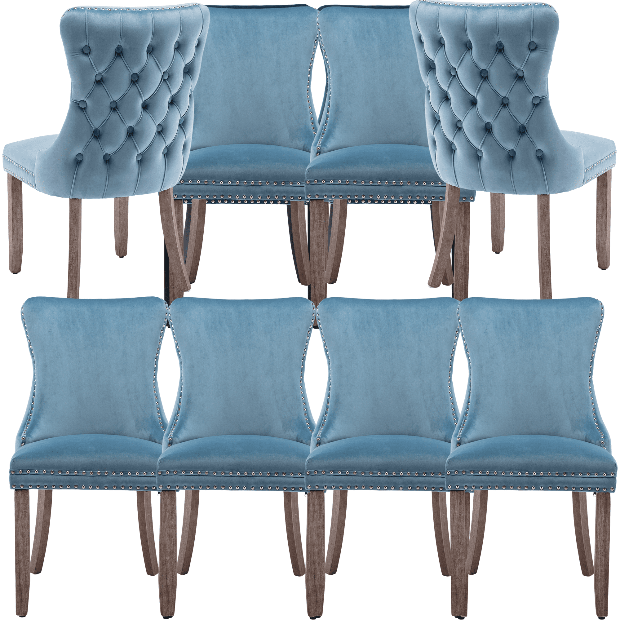 Wing-Back Button Tufted Dining Chairs, High-end Velvet Upholstered ...