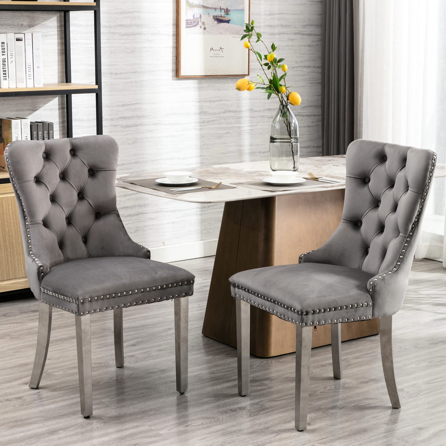 Wing Back Chair, Gray Main Color | Dining Use, Unique Aesthetic ...