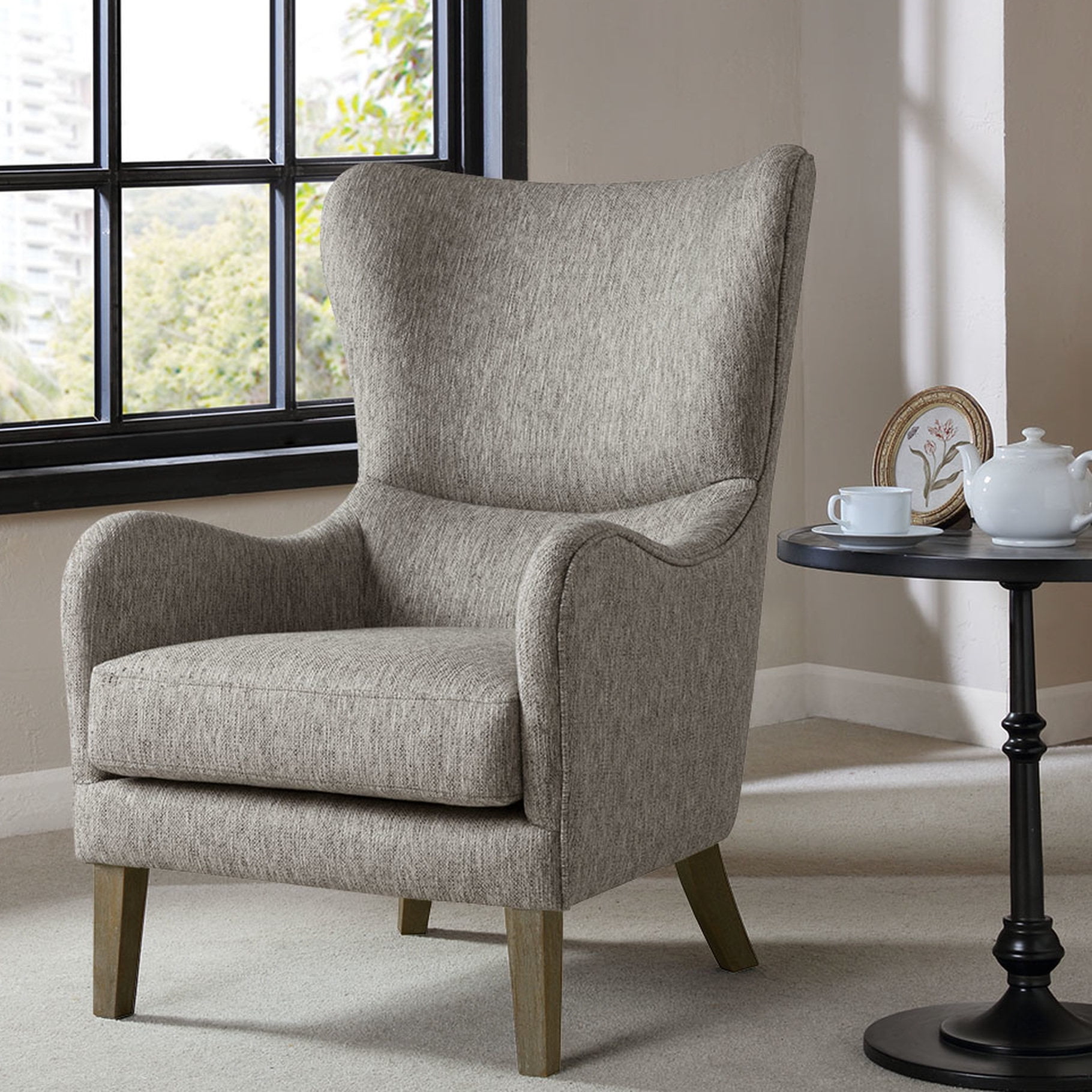 Wing Back Round Arm Chair | Good for Lounge Area | Reclaimed Grey Leg ...