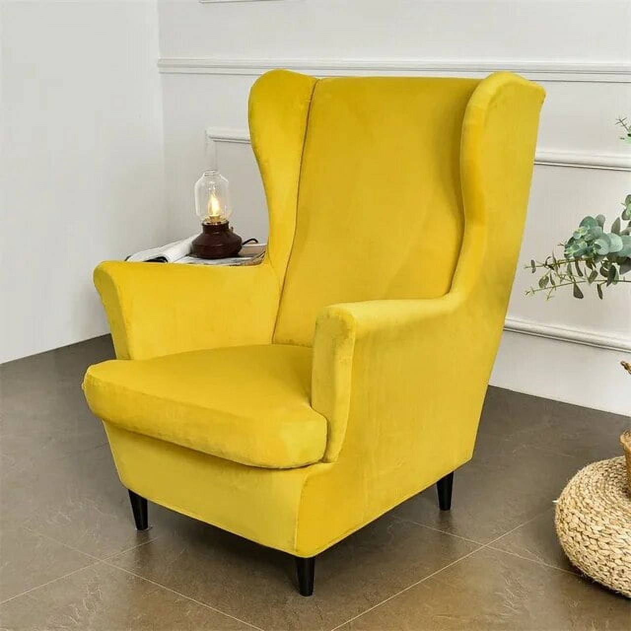 Wing Chair Cover Stretch Spandex Armchair Covers Non Slip Wingback Sofa ...