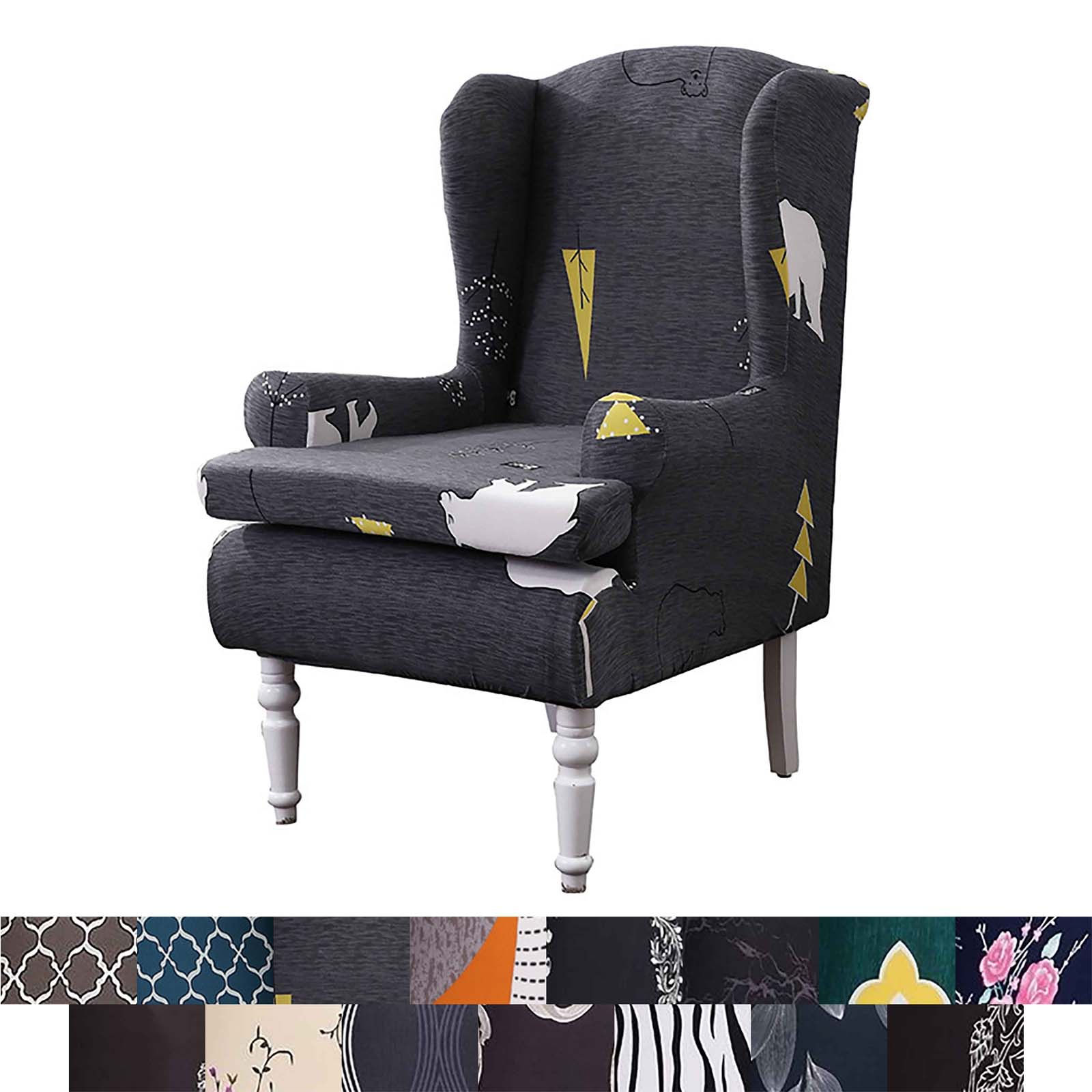Wing Chair Covers Slipcover Stretch Wingback Chair Cover With Arms Sofa ...