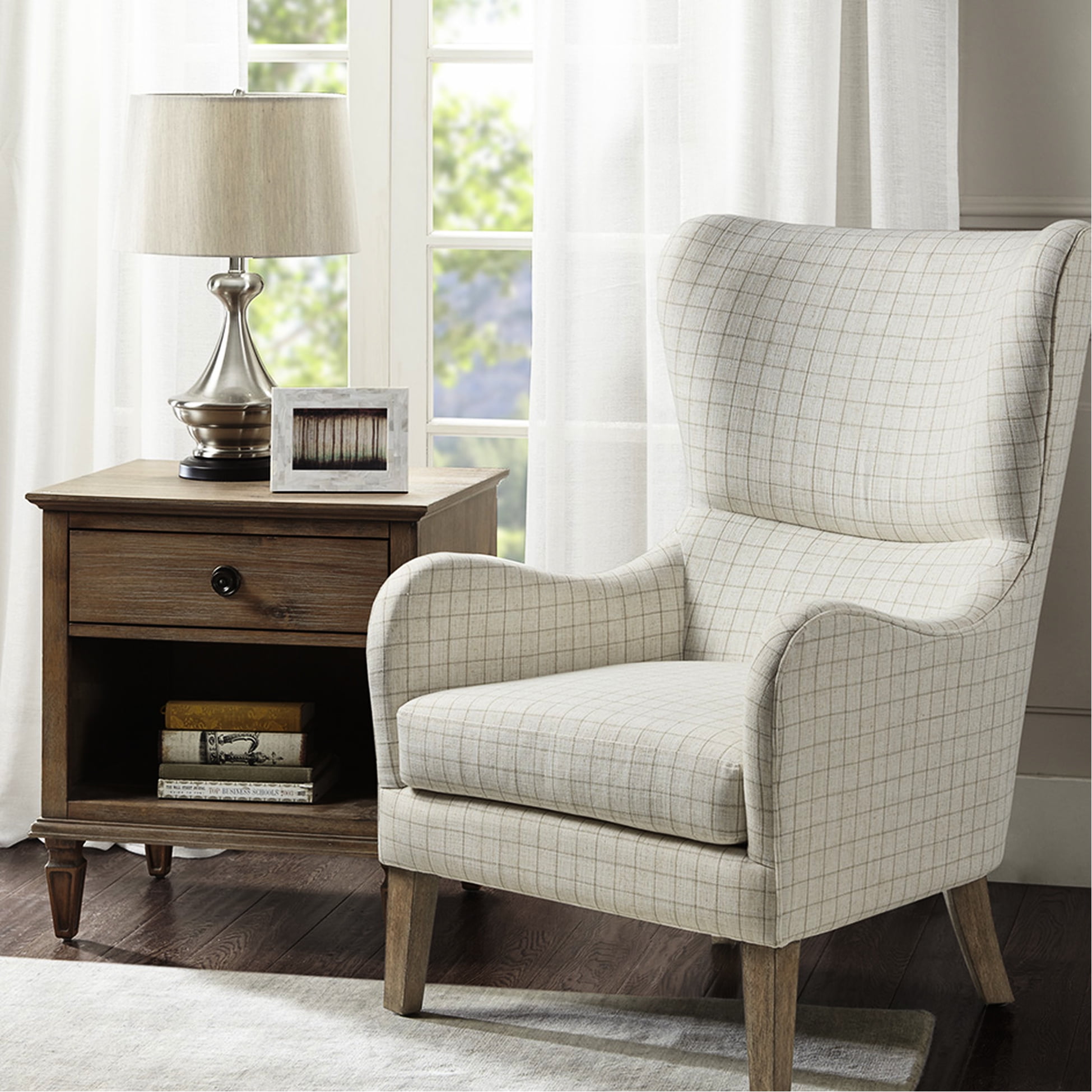 Wing Chair Swoop: Back, Round Arm, Solid Wood Legs, Loose Seat Cushion ...