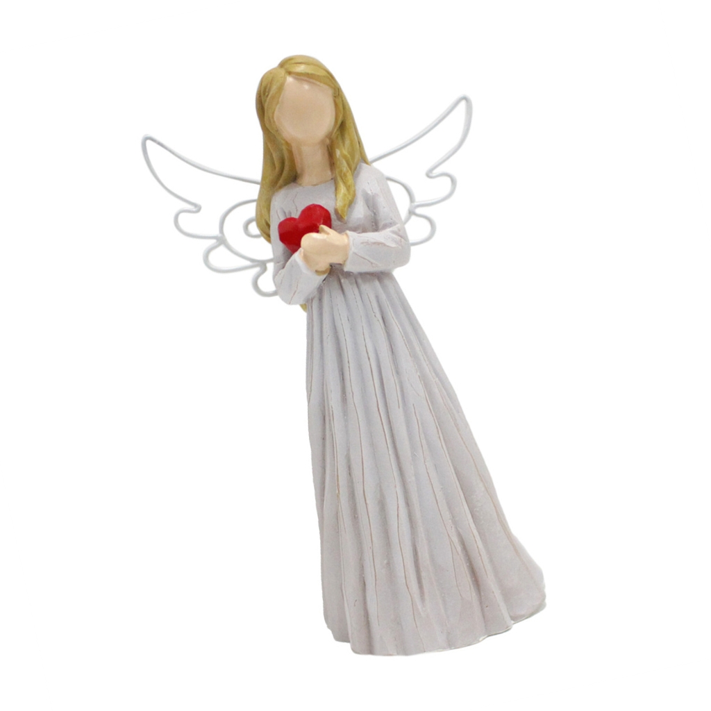 Wing Girl Figurine Resins Statue with Heart Hand Craved Praying Wing ...