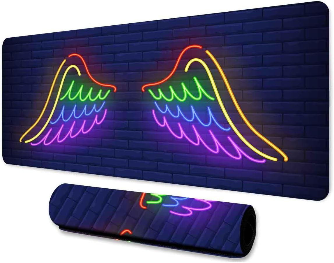 Wing Large Mouse Pad 31.5x11.8 Inches Fantasy Magic Retro Wall Angel ...