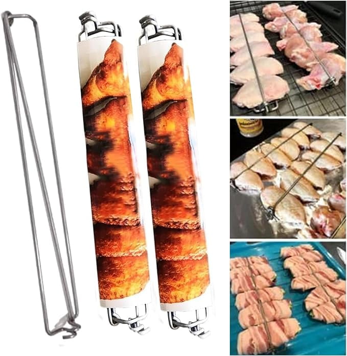 Wing Rails, Chicken Wing BBQ Fork Wing Rails for Chicken Wings Metal ...