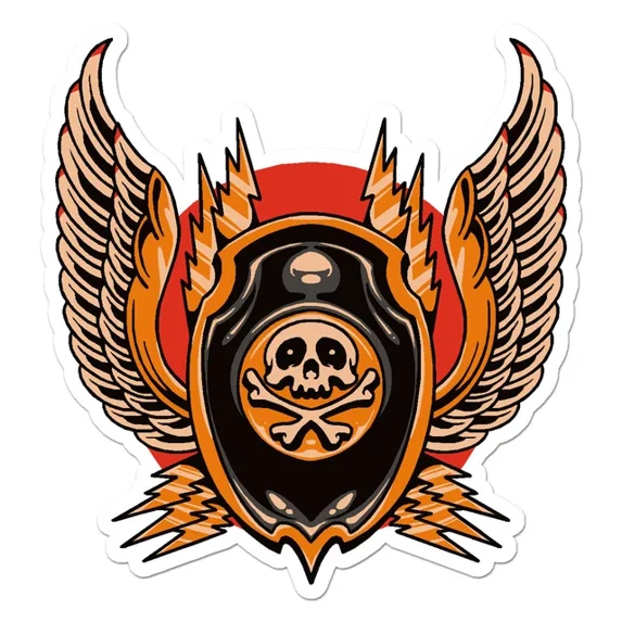 Wing Skull Crossbones Sticker Phone Decal Water Bottle Stickers Car ...