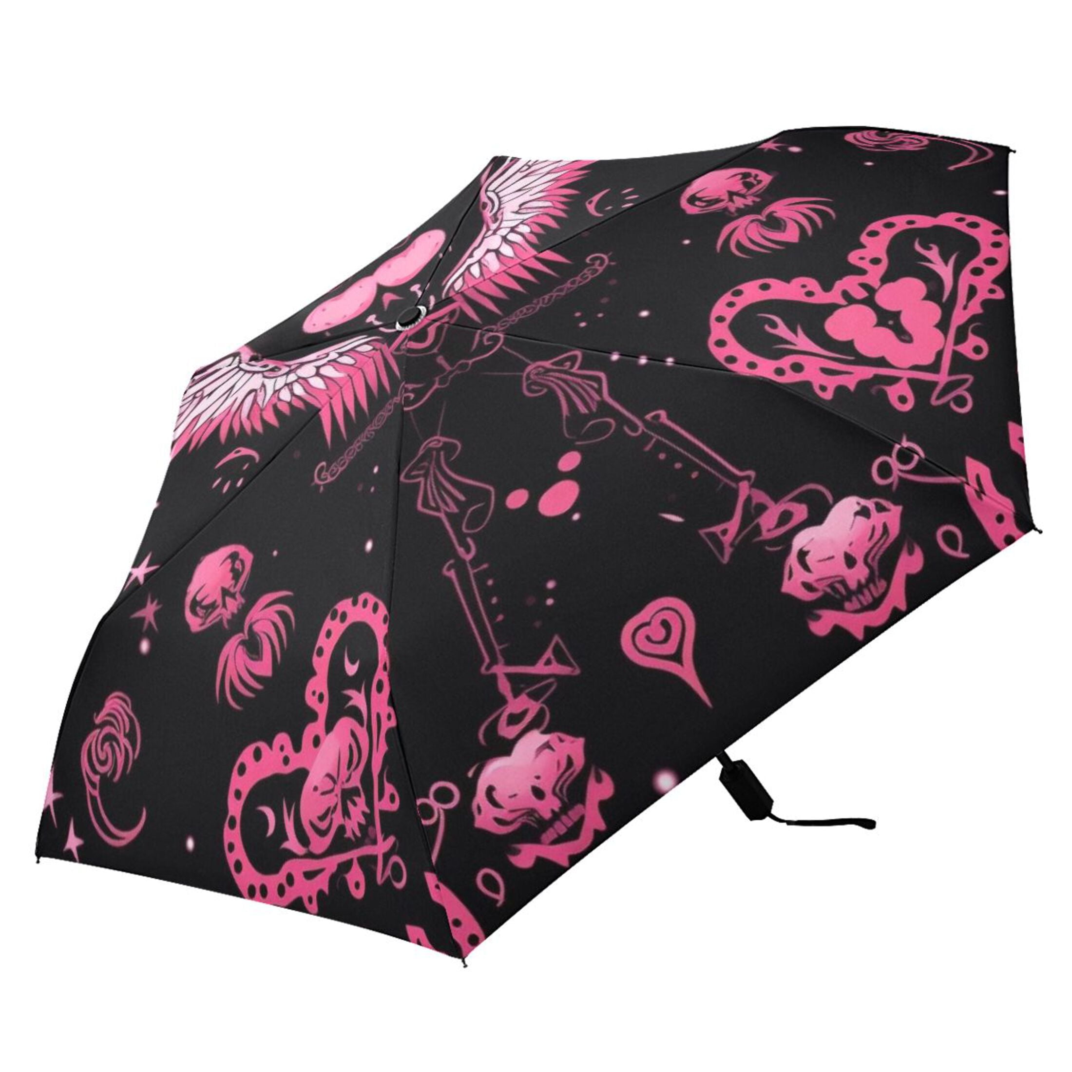 Wing with Heart Compact Folding Umbrella for Rain Windproof Travel ...