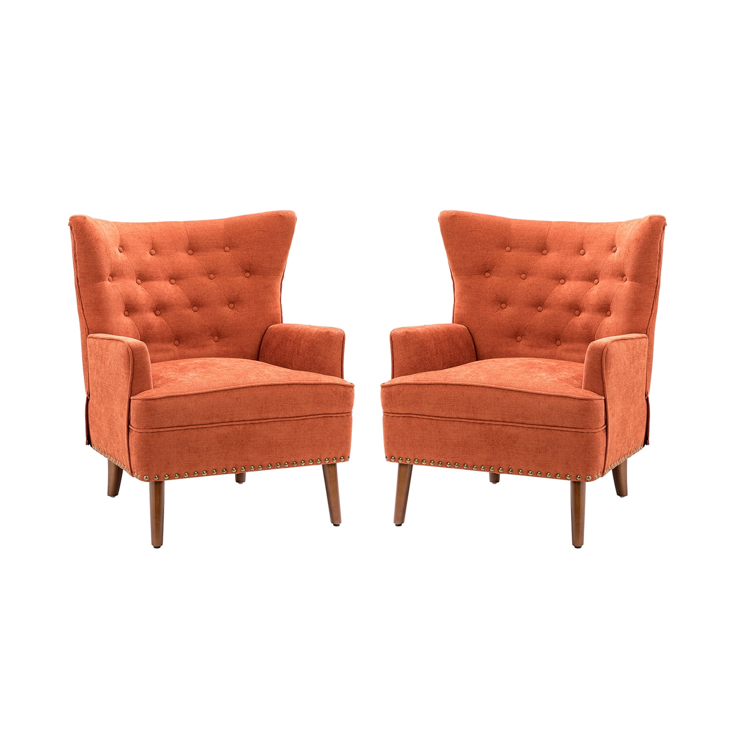 Wingback Accent Chair Set of 2, Tina's Home Upholstered Button Tufted ...