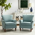 Blue Wingback Accent Chairs Set of 2, Upholstered, Wood Legs, Nailhead ...