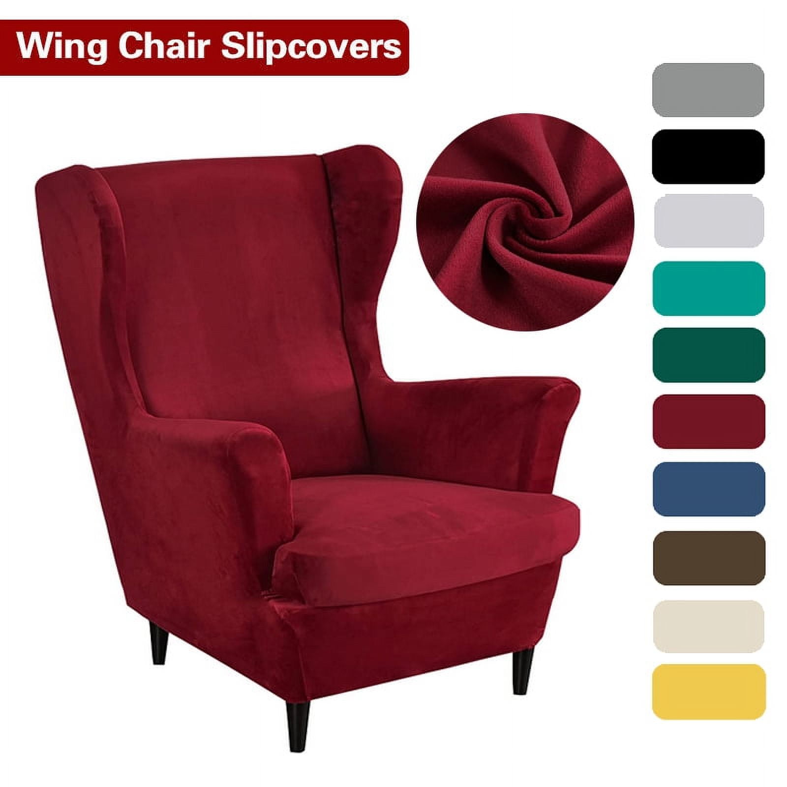 Walmart 2-Piece Wingback Chair Cover, Velvet Armchair Slipcovers ...