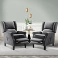 MAEVIS Modern Small Wing Furniture: Set of 2 Grey Fabric Recliner ...