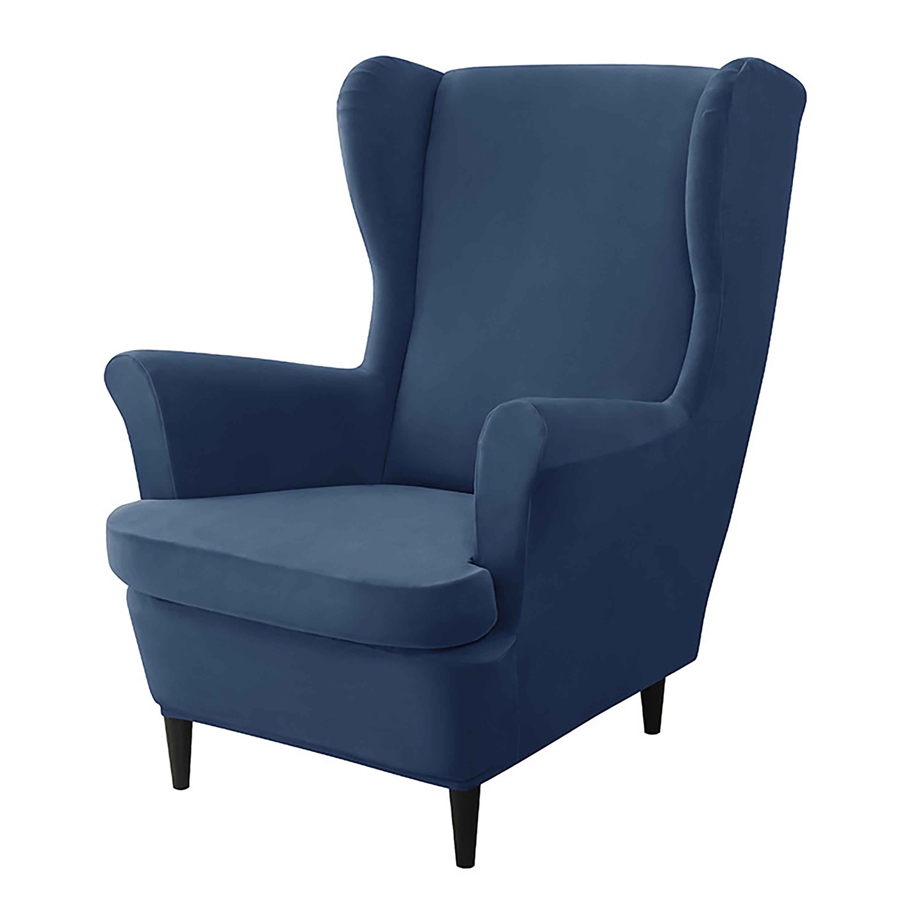 Wingback Chair Slipcover,Silver Fox Velvet Cushion Cover,Stretch ...