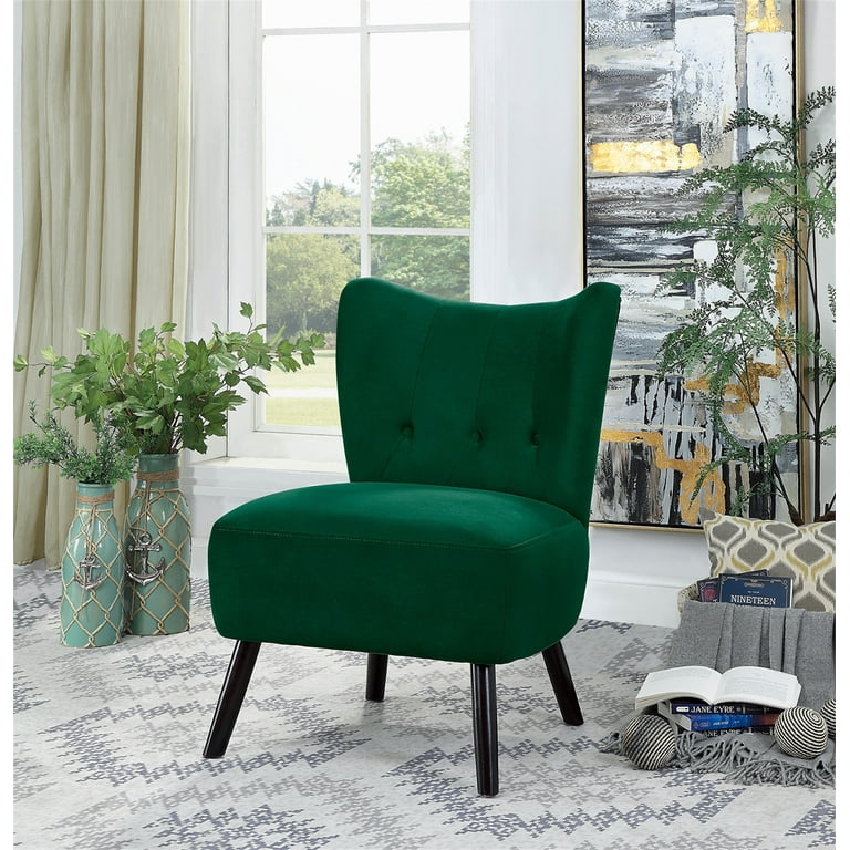 Wingback Living Room Chair Cute Velvet Accent Chair Button Tufted Leisure Reading Chair with Thick Cushion Armless Club Chair for Bedroom Living