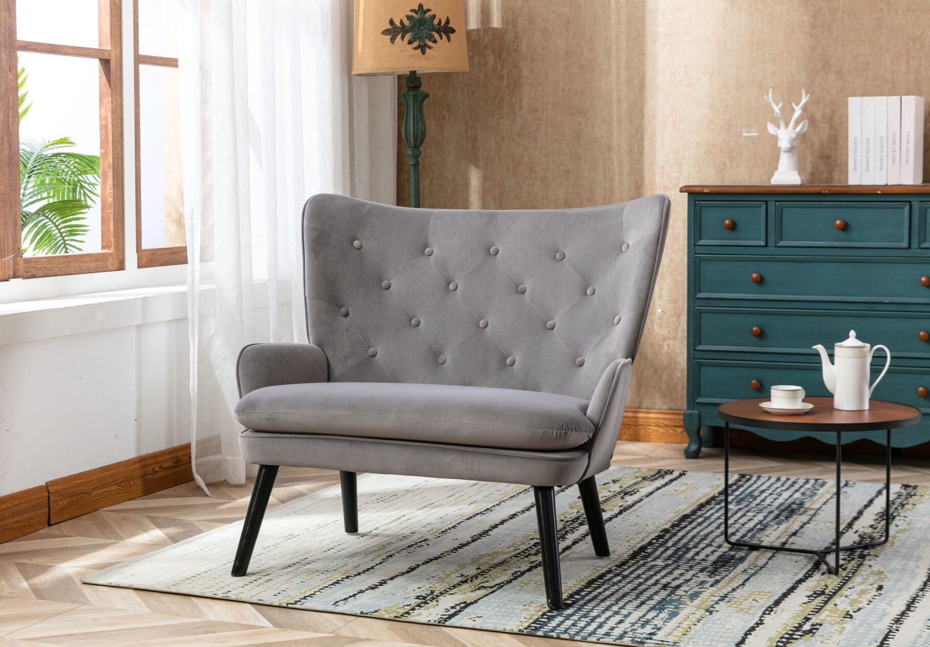 Wingback Loveseat Sofa Chair, Oversized Accent Chair with Tufted Back ...