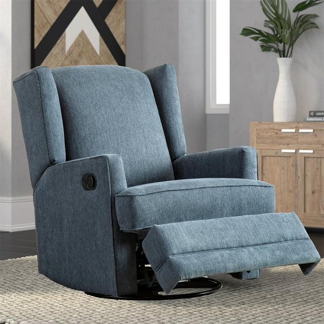 Wingback Swivel Glider Recliner, Push Back Recliner Chair with ...