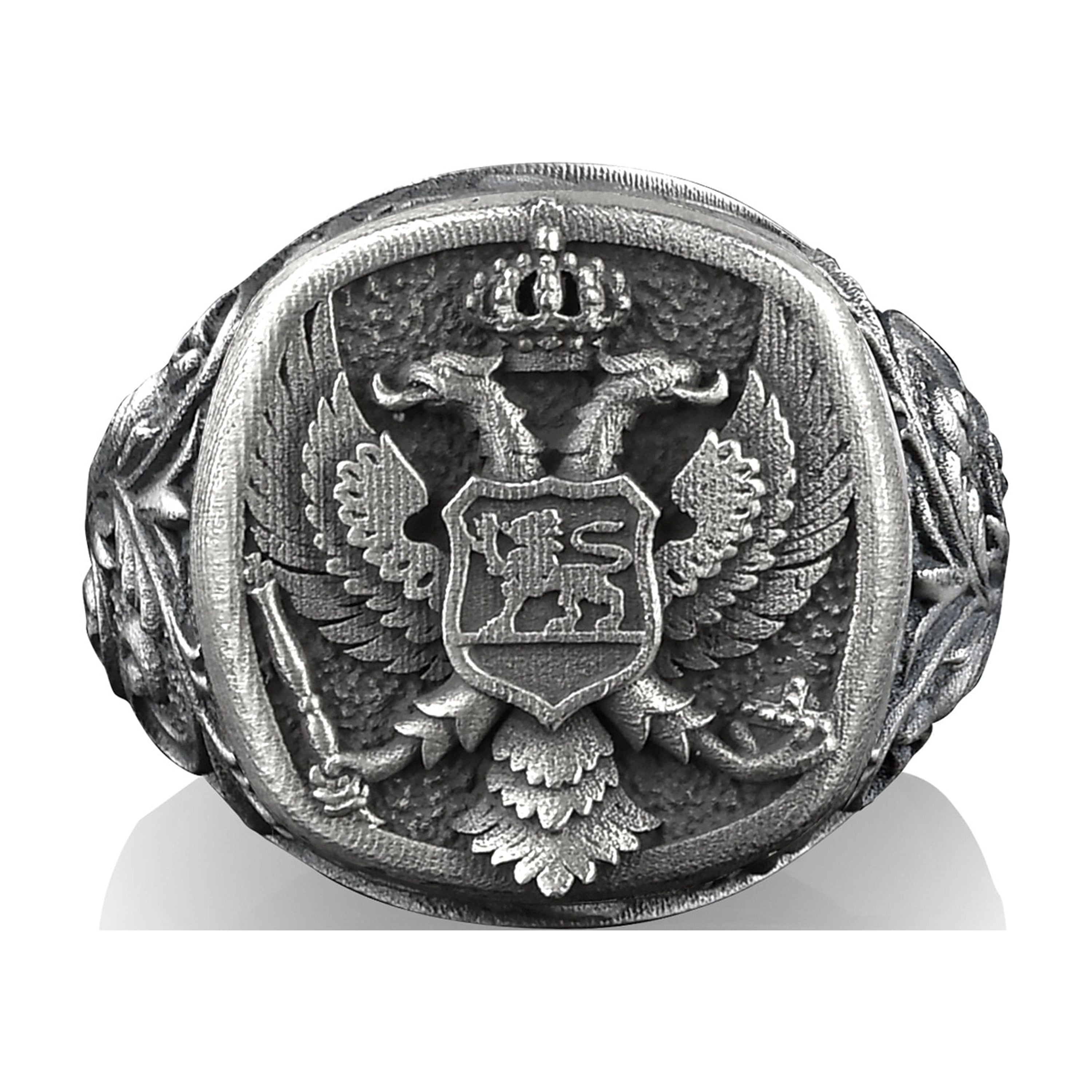 Winged American Eagle Signet Ring for Men, Antique Men Ring in Sterling ...