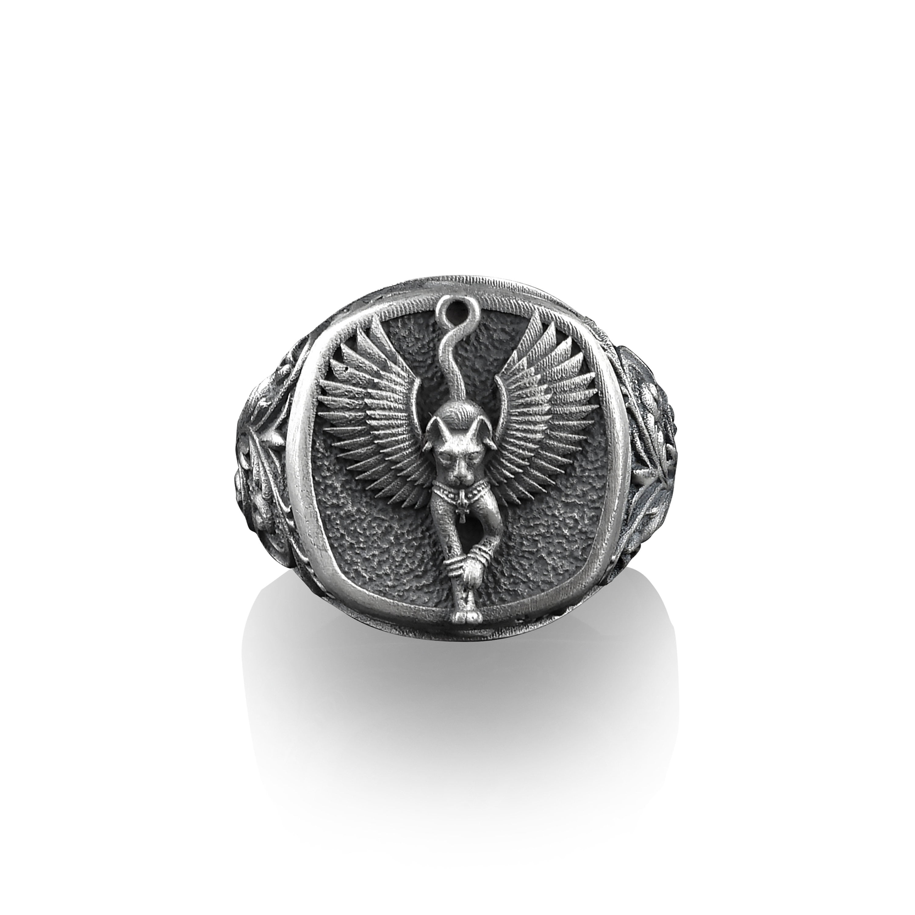 Winged Bastet The Egyptian Goddess Ring, Egyptian Mythology, Sterling ...