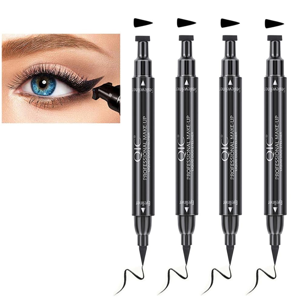 Winged Eyeliner Stamp Set, 4 PCs Dual-ended Eyeliner Pens with Felt Tip ...