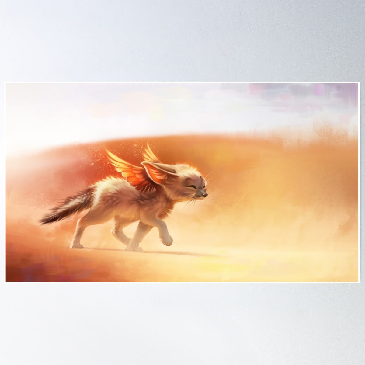 Winged Fennec Fox Poster Wall Art, Modern Wall Decor For Living Room ...