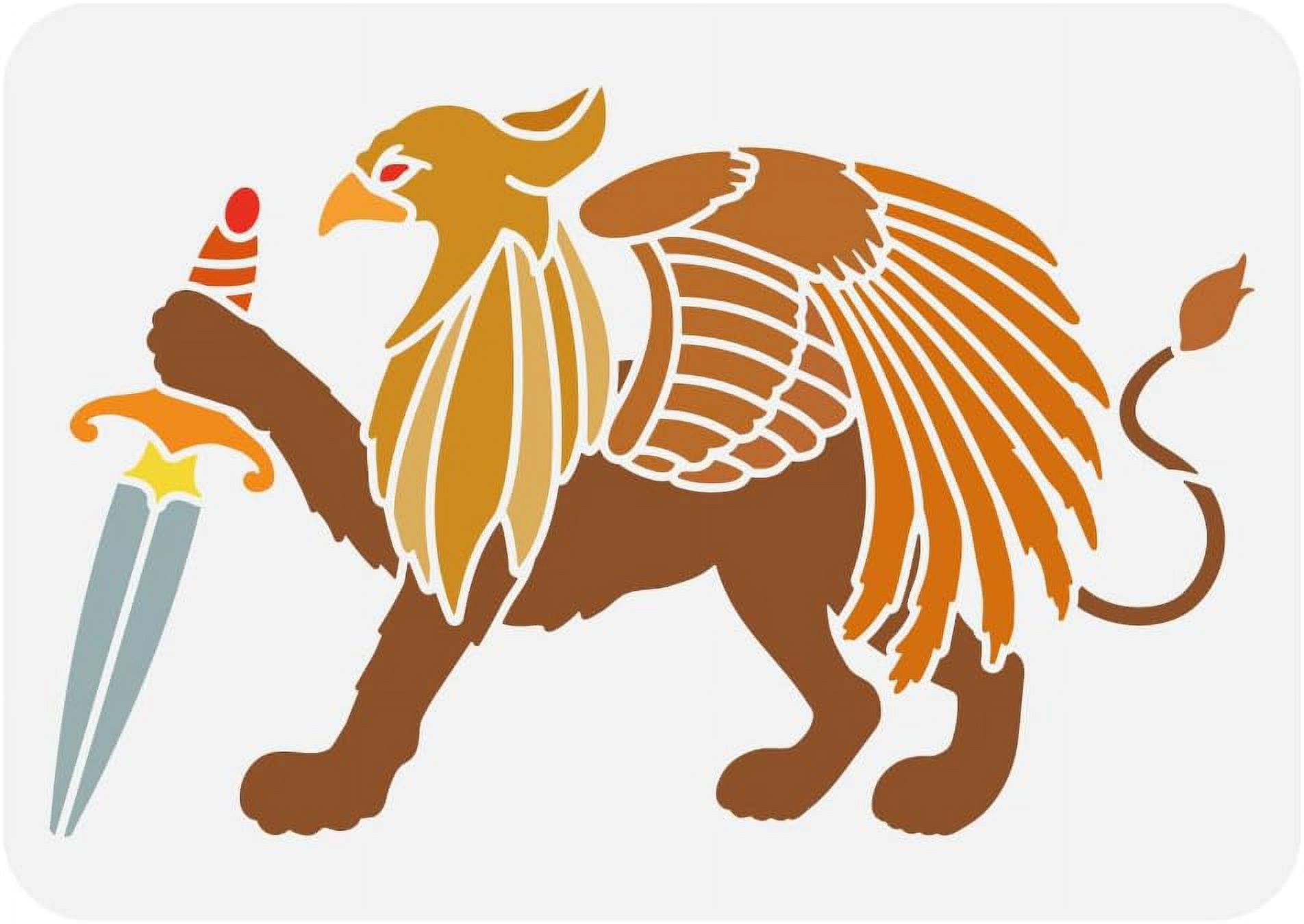 Winged Griffin with Sword Painting Stencil 8.3x11.7inch Reusable Winged ...