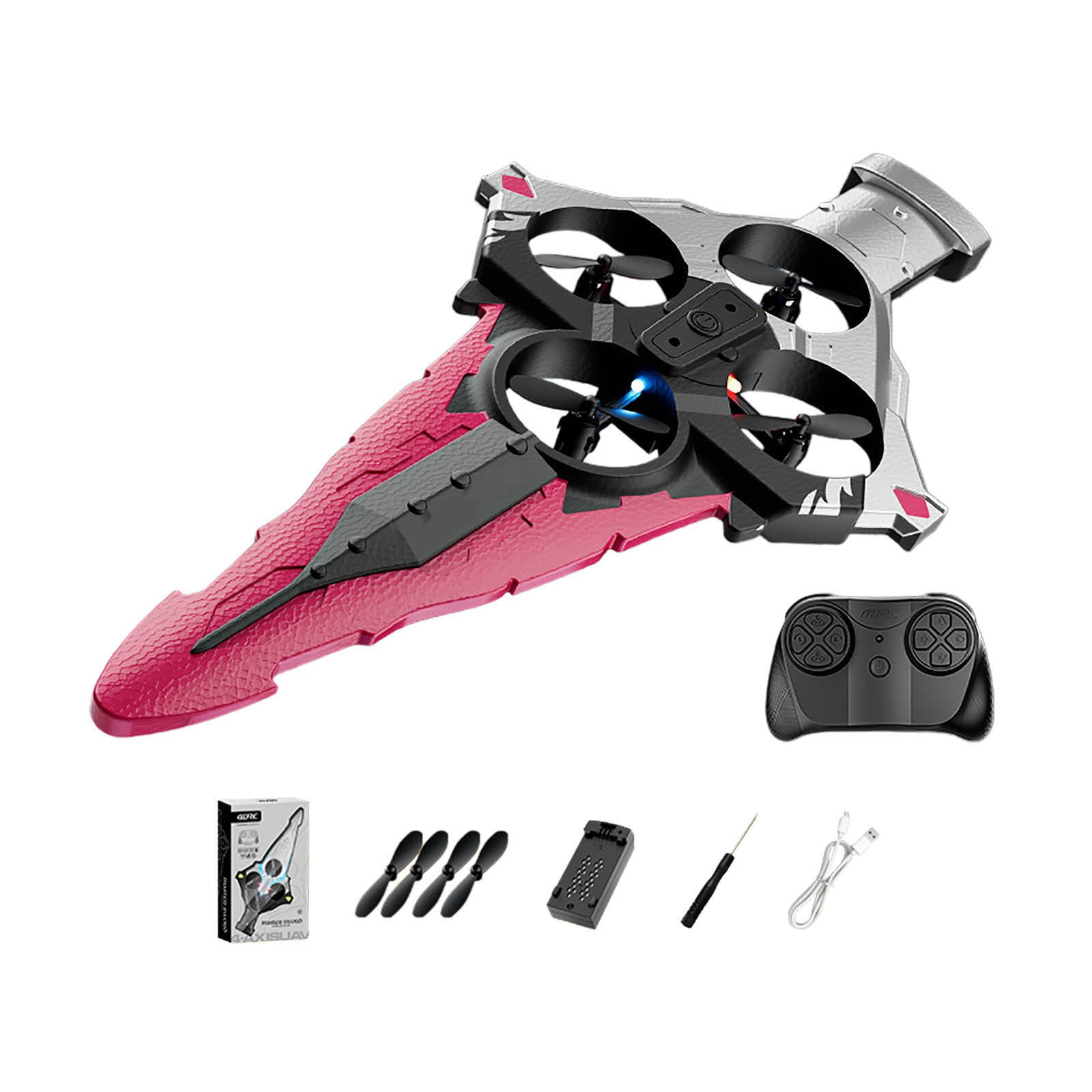 Winged Hand Controlled RC Aircraft With 4 Propellers Featuring 360 ...