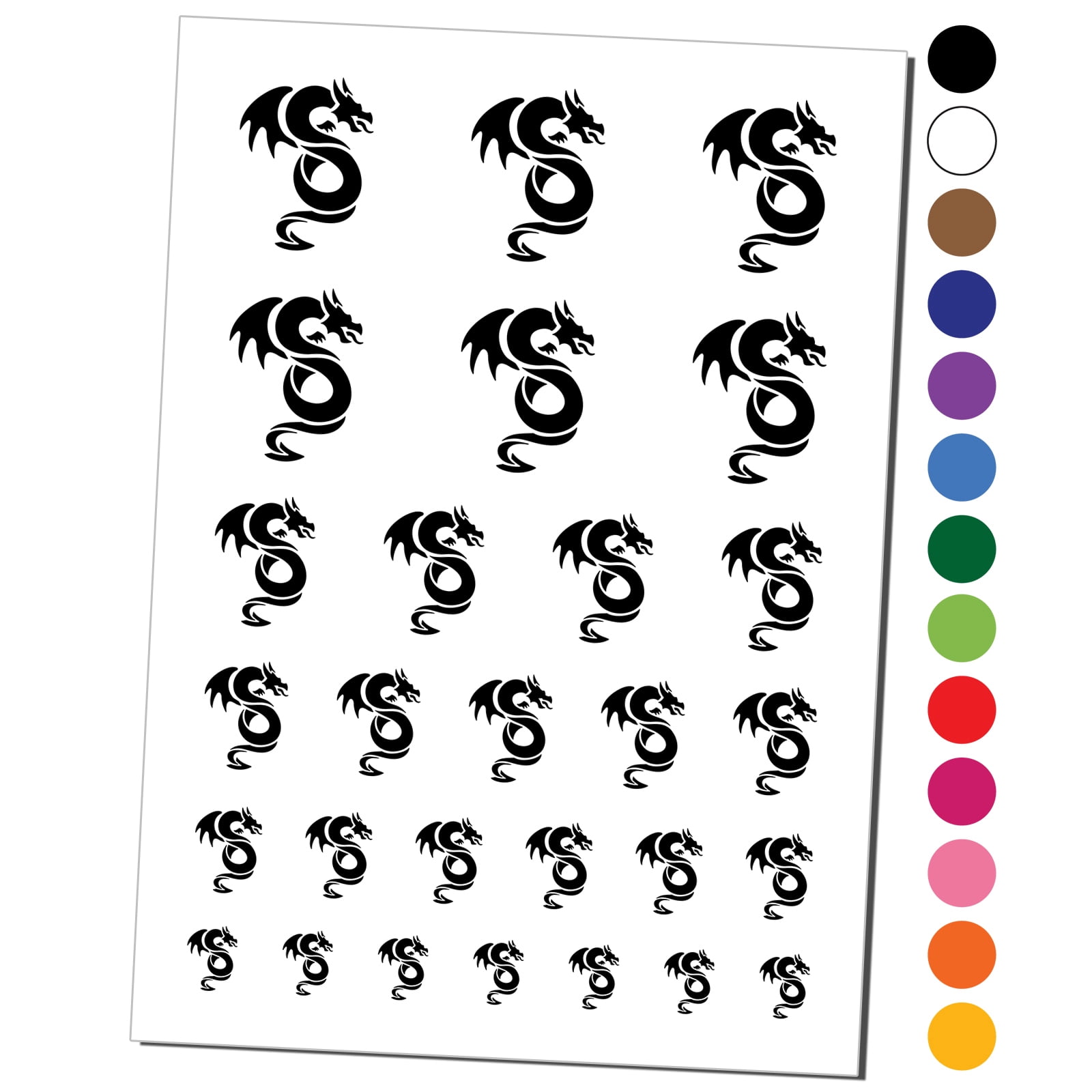 Winged Serpent Dragon Water Resistant Temporary Tattoo Set Fake Body ...