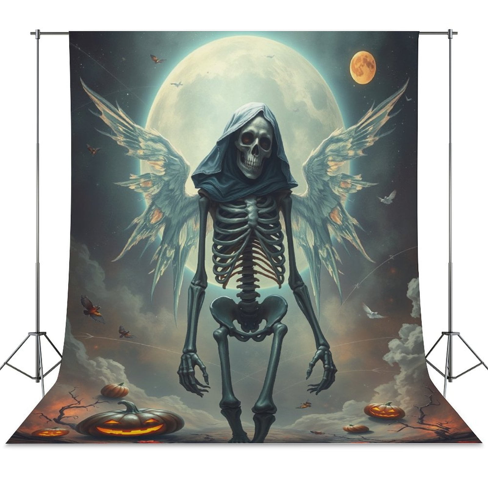 Winged Skeleton Halloween Art Party Backdrop Birthday Decoration ...