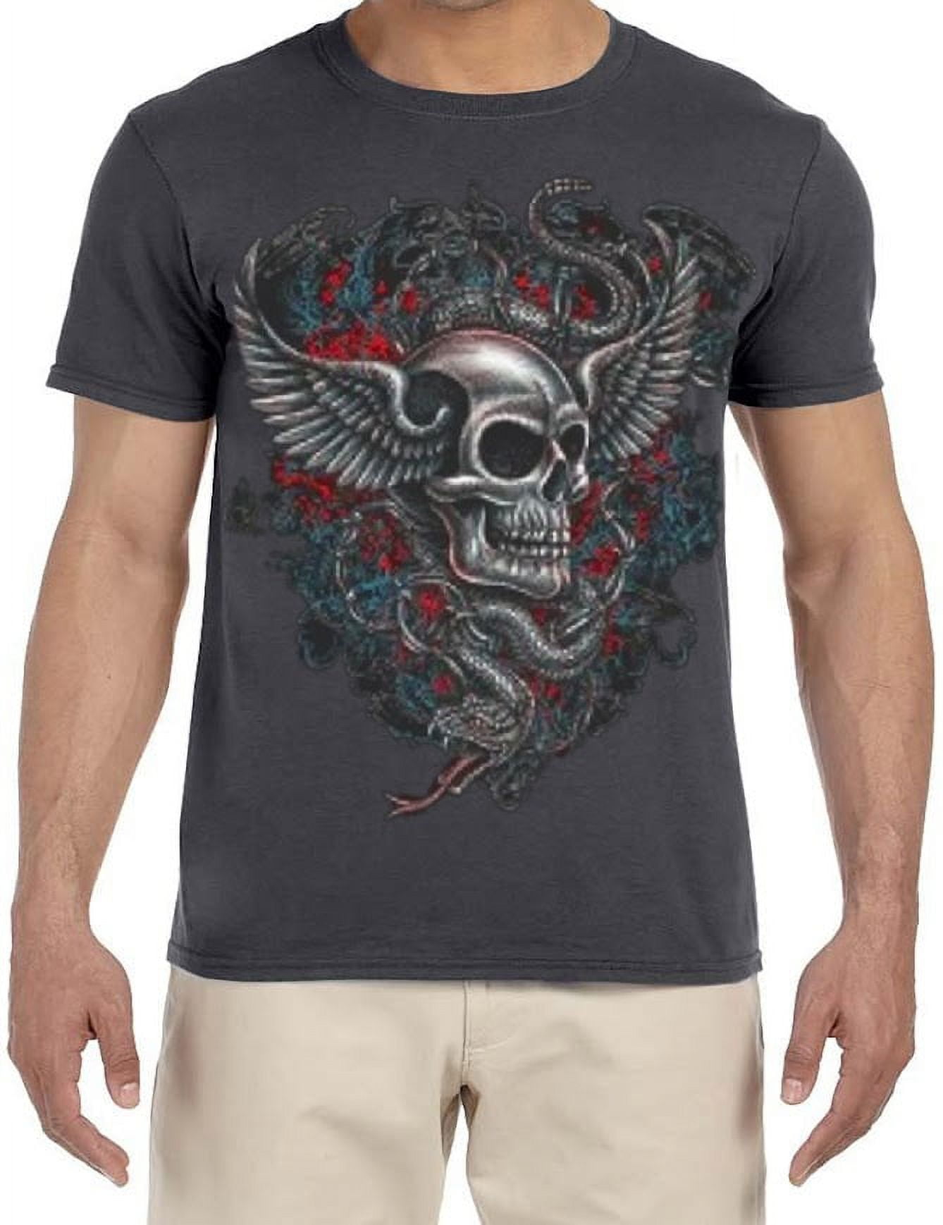 Winged Skull Snake T-shirt Mens Graphic Tees - Walmart.com