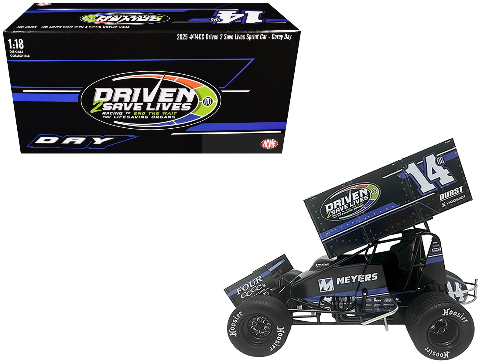 Winged Sprint Car #14CC Corey Day (Blue Version) "Driven 2 Save Lives ...