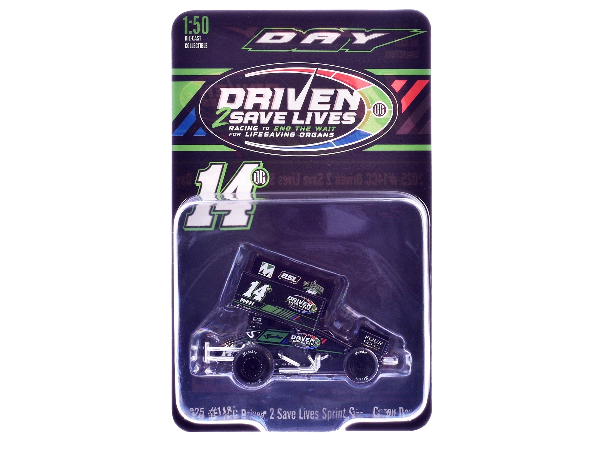 Winged Sprint Car #14CC (Green Version) "Driven 2 Save Lives" Jason ...
